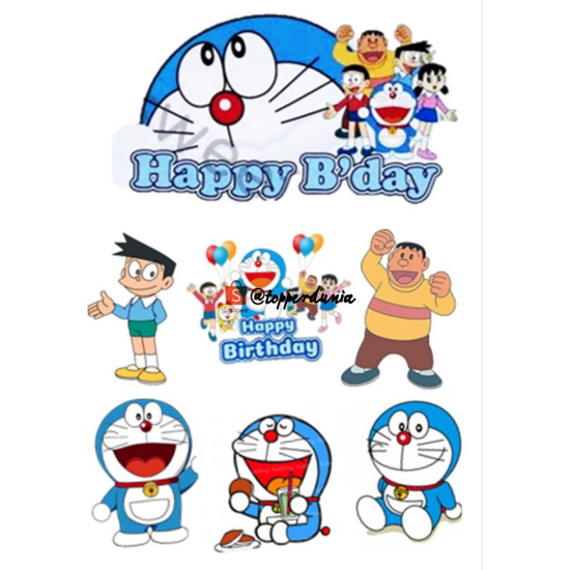 Jual Bagian 2 | Topper Cake DORAEMON [free] request Nama/Foto | Shopee ...