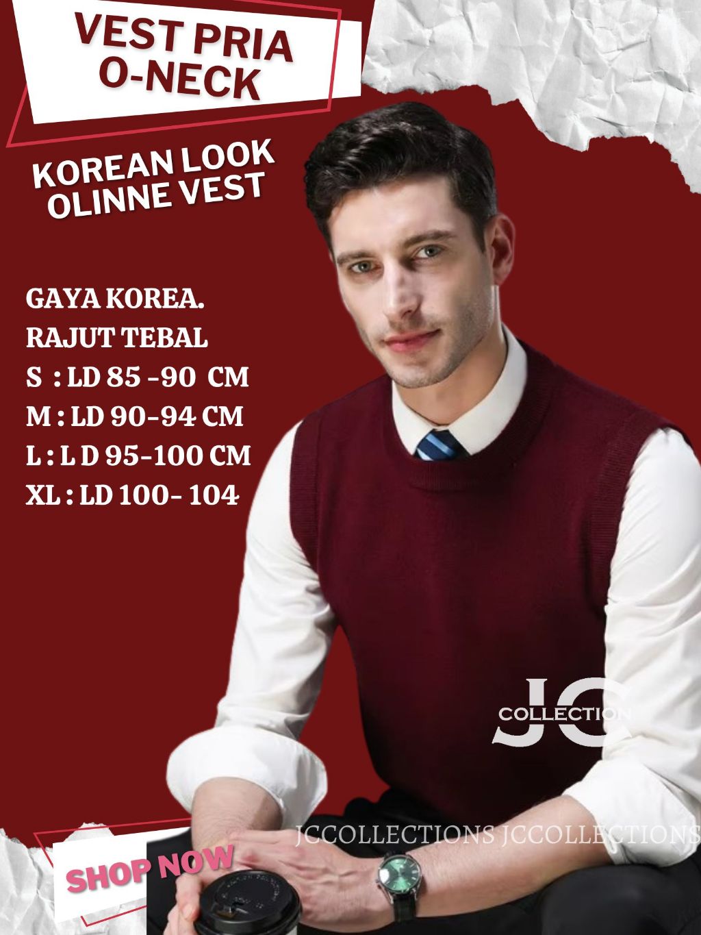 Jual Rompi Vest Rajut baju kerja Pria Knit Vest Korea Oneck Odwin ...