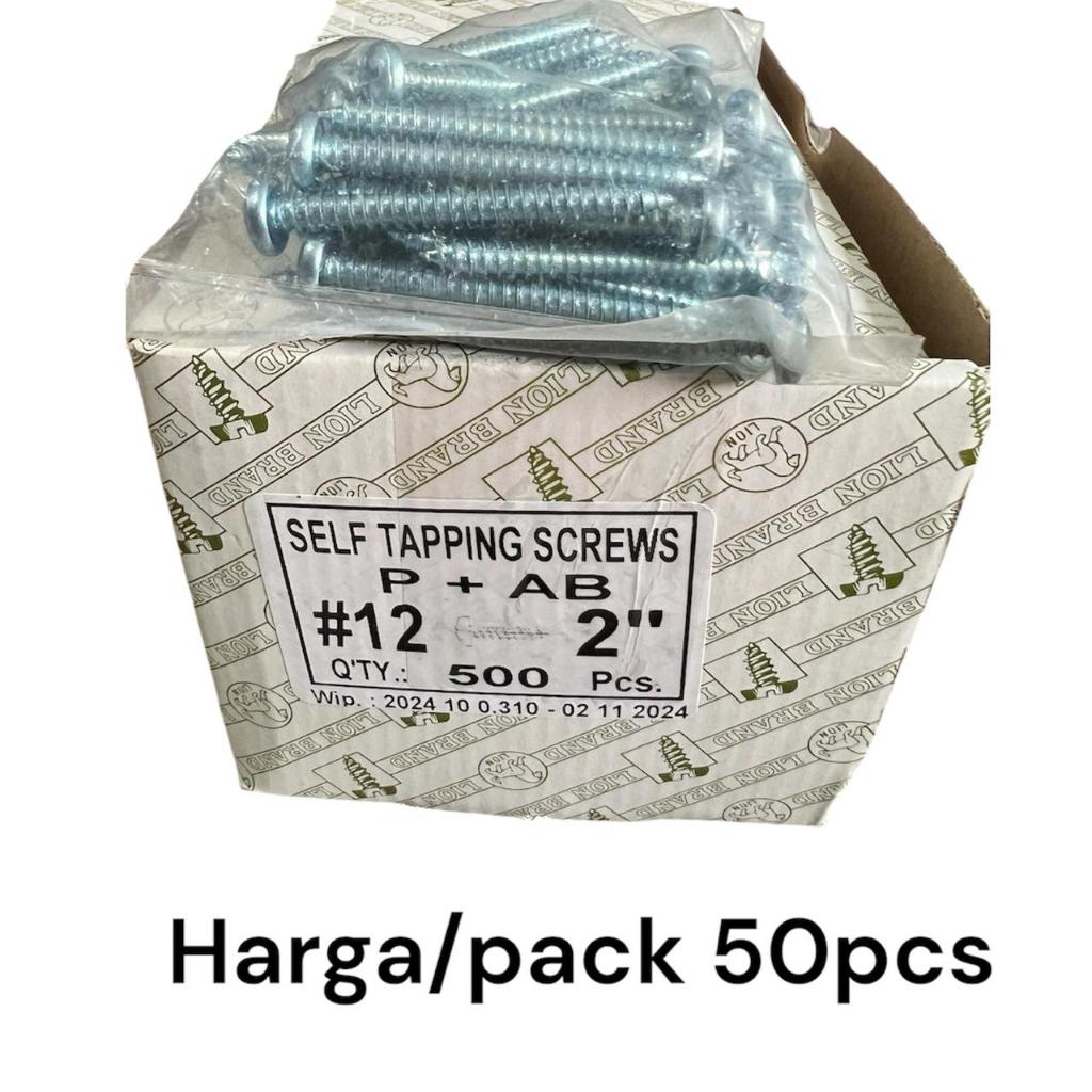 Jual 50pcs P+AB 12 x 2" ( panjang 5cm ) sekrup tapping lion brand / PH ...