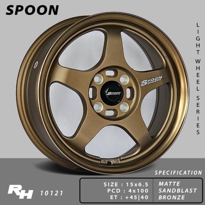 Jual velg spoon ring 15 lebar 6.5 et45/40 pcd 4x100 warna bronze ...