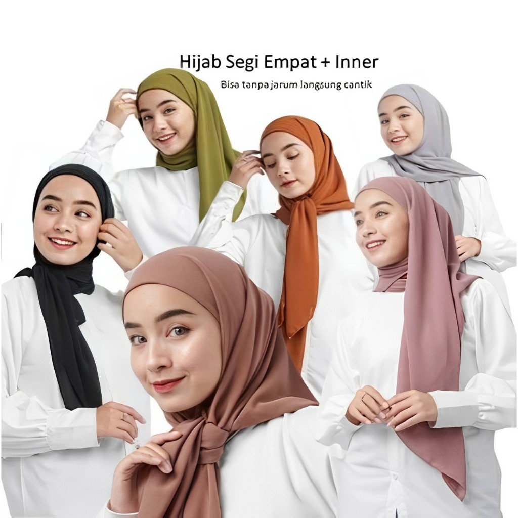 Jual HIJAB SEGI EMPAT INSTAN PLUS INNER 2IN1 || SEGIEMPAT INNER 2IN1 CERUTY BABYDOLL 2 LAYER ...