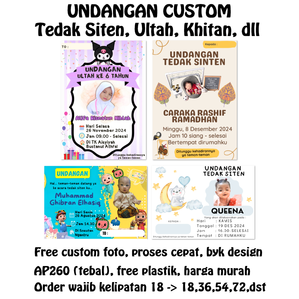 Jual Undangan Tedak Siten Ulang Tahun Khitan Anak / Undangan Turun ...
