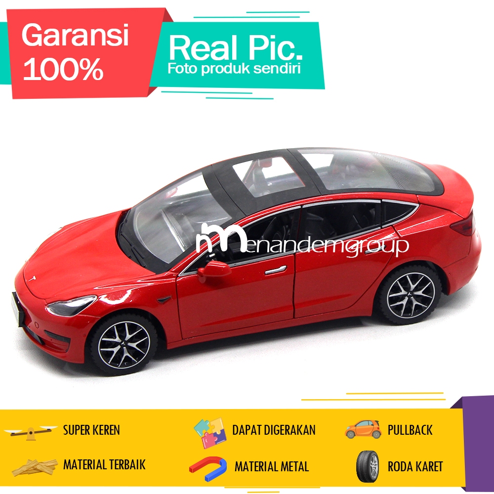 Jual Diecast Miniatur Mainan Mobil Sedan Listrik Tesla Model 3 Besi ...