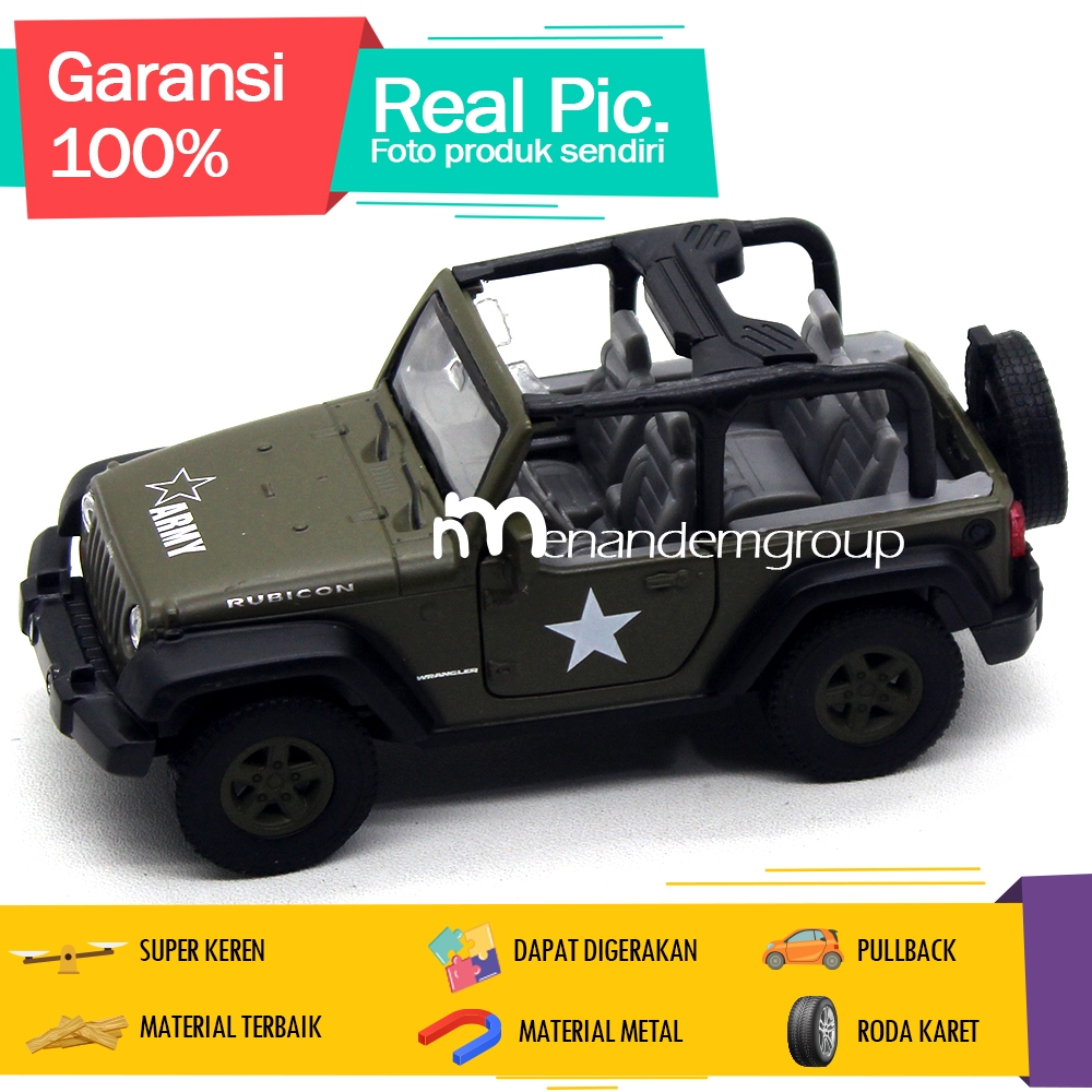 Jual Diecast Miniatur Mainan Mobil Jeep SUV Militer Rubicon Open Top ...