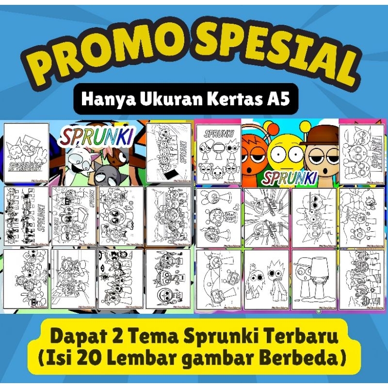 Jual PROMO SPRUNKI DAPAT 2 TEMA / Kertas Gambar Mewarnai TEMA SPRUNKI ...