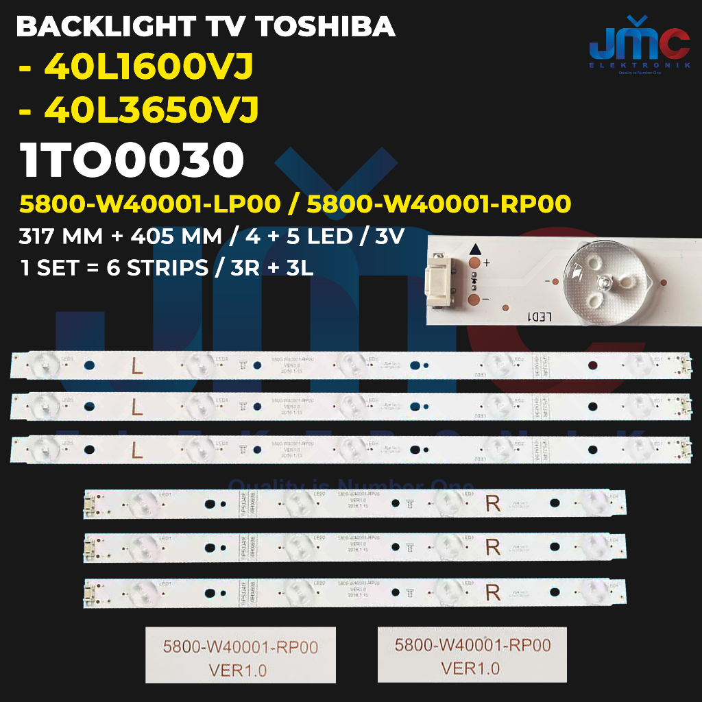 Jual Backlight TV TOSHIBA 40 Inch 40L1600VJ 40L3650VJ 5800-W40001-LP00 5800-W40001-RP00 | Shopee ...