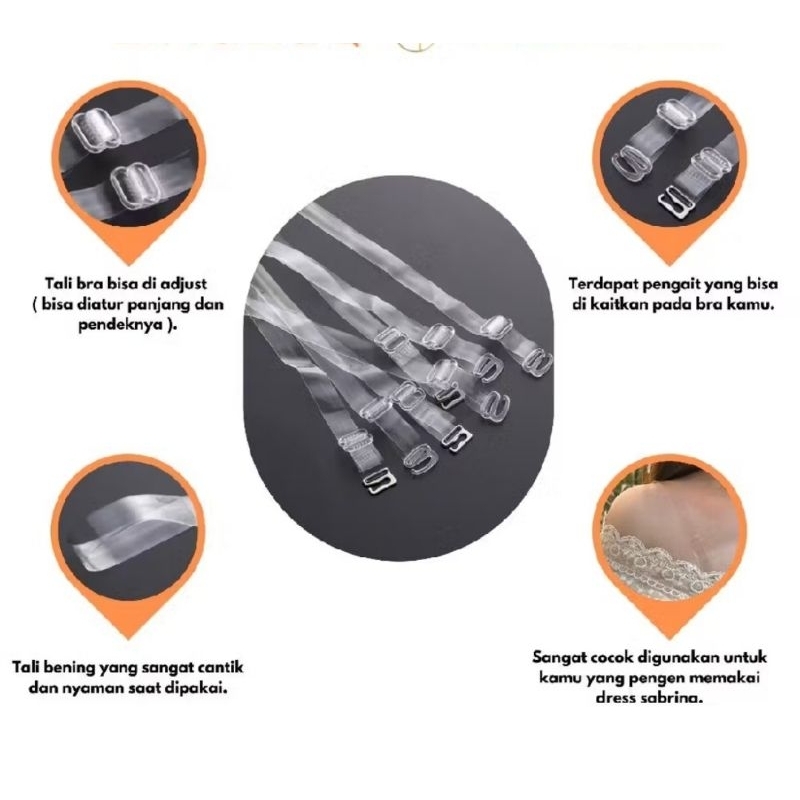 Jual TALI BRA TRANSPARAN SEPASANG/Tali BH bening silicon Sorex,meixi ...