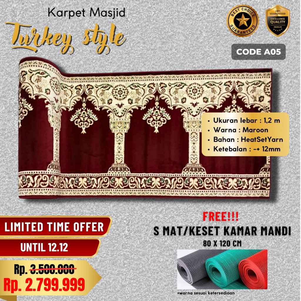 Jual Sajadah masjid turkey style design exclusive bahan Premium Uk 1 ...