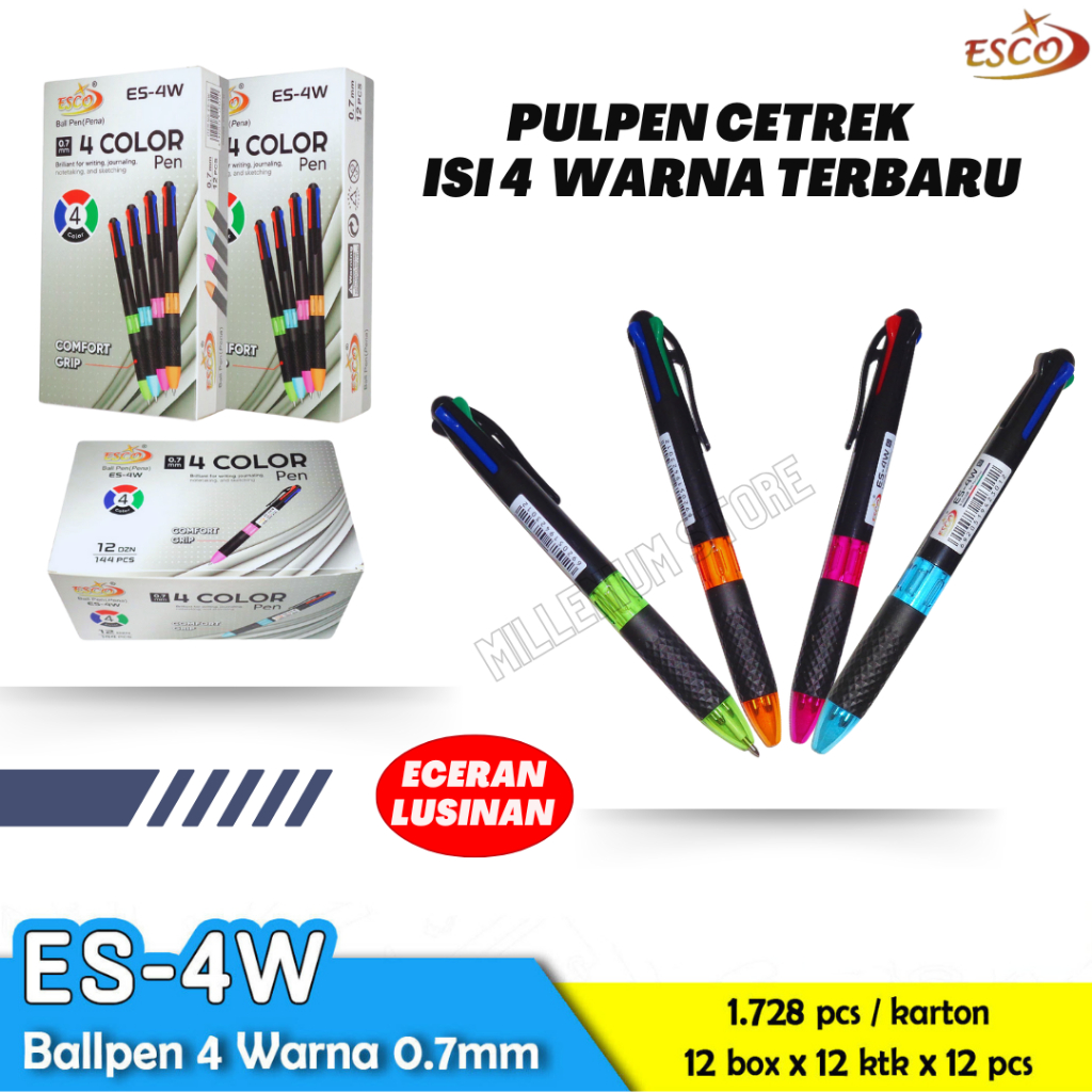 Jual 1 Pak / Ballpoint Pen Pulpen 4 warna Dalam Satu Pulpen / Pena ...