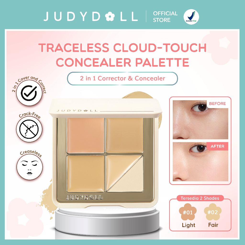 Jual Judydoll Traceless Cloud-touch 2 in 1 Corrector & Concealer Palette - 6gr (Multifungsi ...