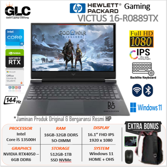 Jual HP VICTUS 16 R0889TX Intel i5 13500H 32GB DDR5 1TB SSD 16.1 FHD IPS RTX4050 BL Windows 11 ...