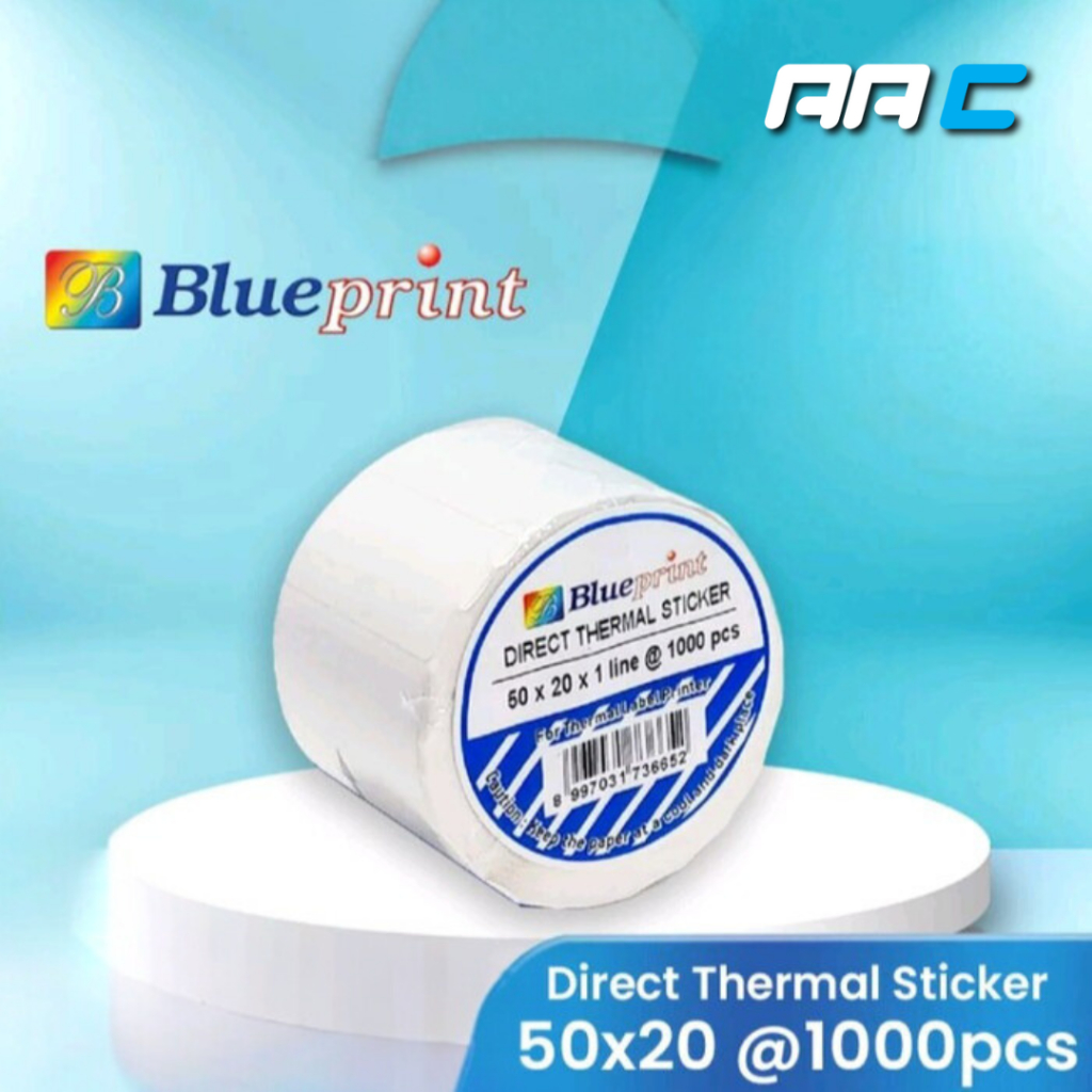Jual 50x20 Direct Thermal Sticker , Kertas Label Stiker BLUEPRINT, 50x20 mm | Shopee Indonesia