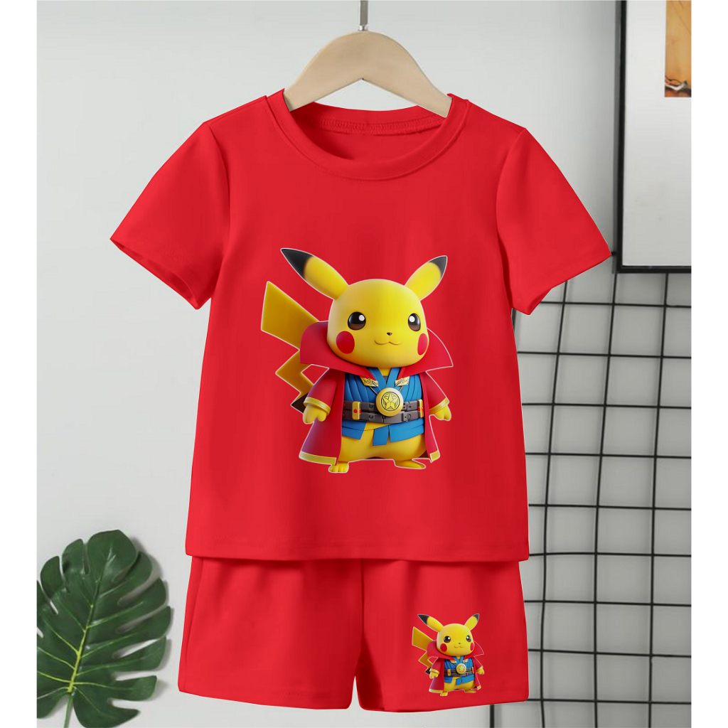 Jual GG Setelan Anak Cewek Cowok Gambar Strange Pikachu | Shopee Indonesia