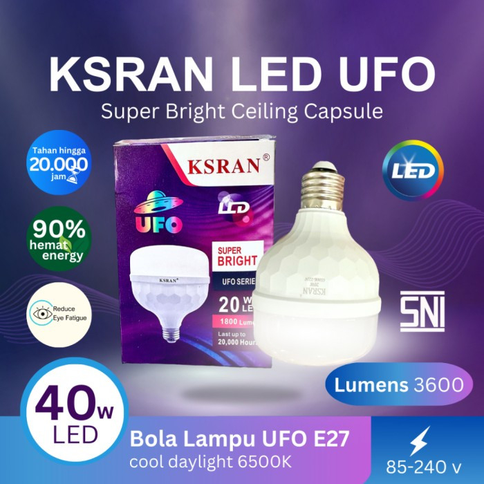 Jual BOHLAM LAMPU LED 40 WATT UFO LAMPU LED tBULB KAPSUL CAHAYA PUTIH HEMAT ENERGI E27 SUPER ...