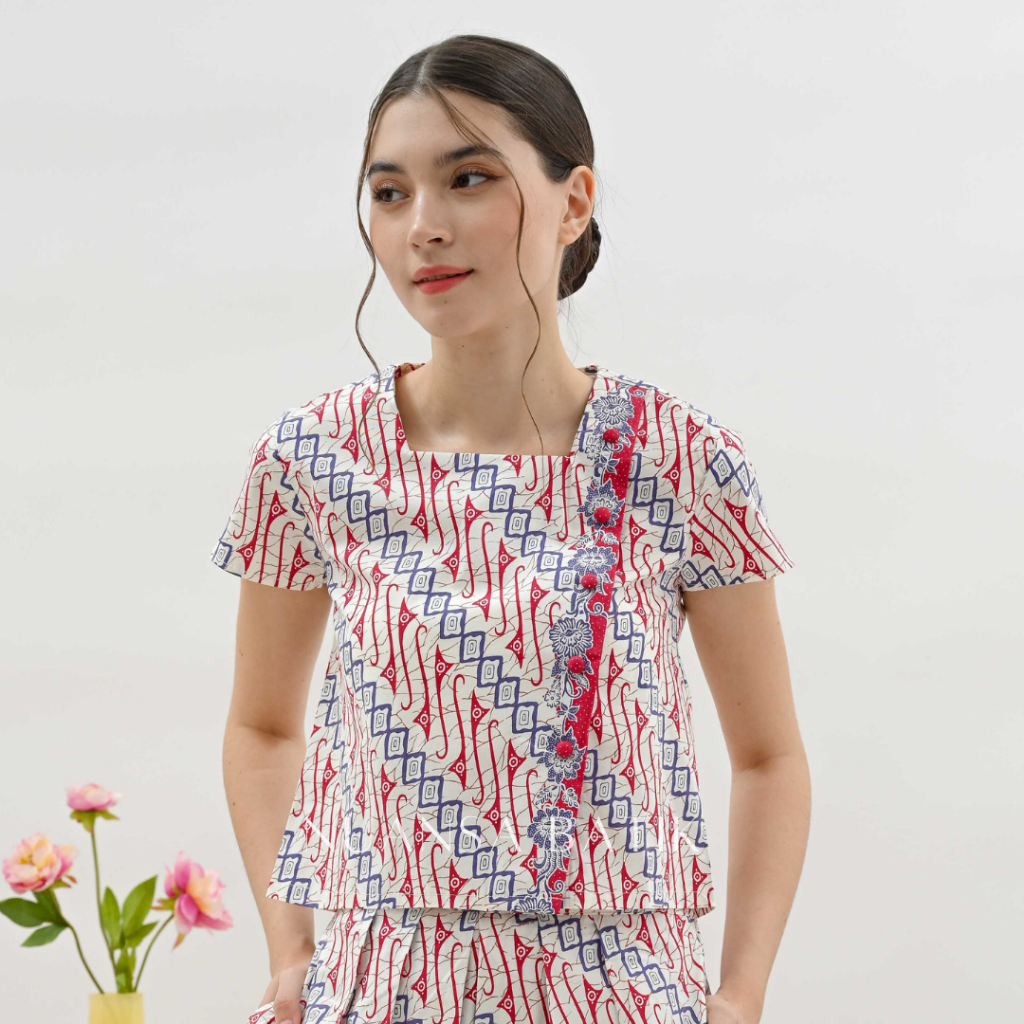 Jual Nuansa Batik Blouse Batik Model Crop Lengan Pendek Bahan Katun ...