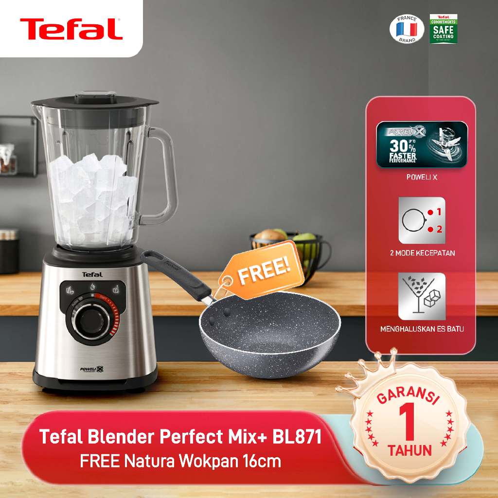 Jual [FREE Frypan] Tefal Blender Kaca Perfect Mix+ 2 Liter / Penghalus Bumbu Kecepatan Tinggi ...