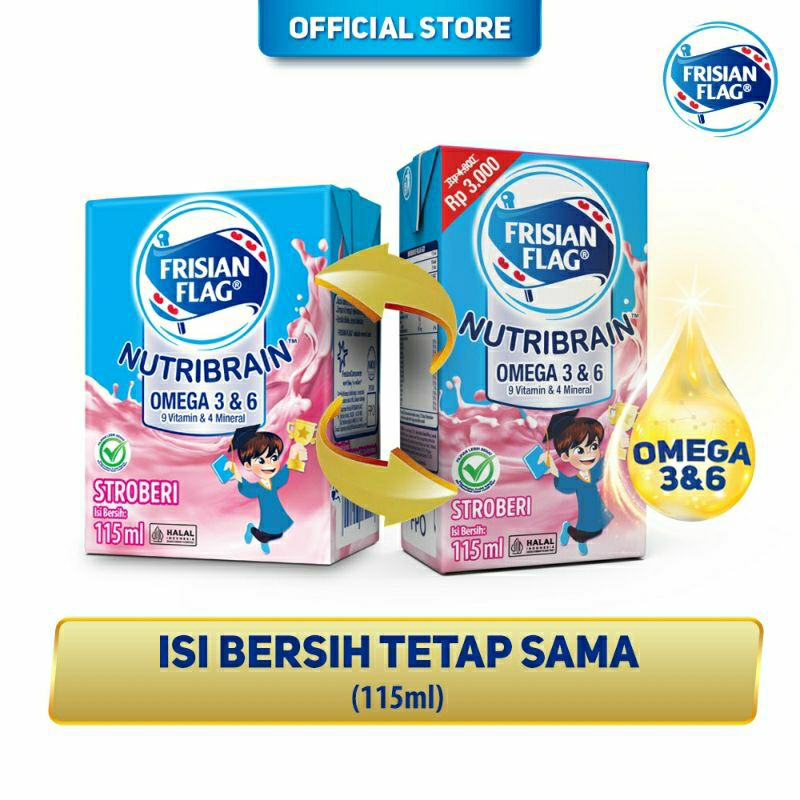 Jual susu frisian flag omega 1 dus, susu uht, susu strawberry, susu coklat | Shopee Indonesia