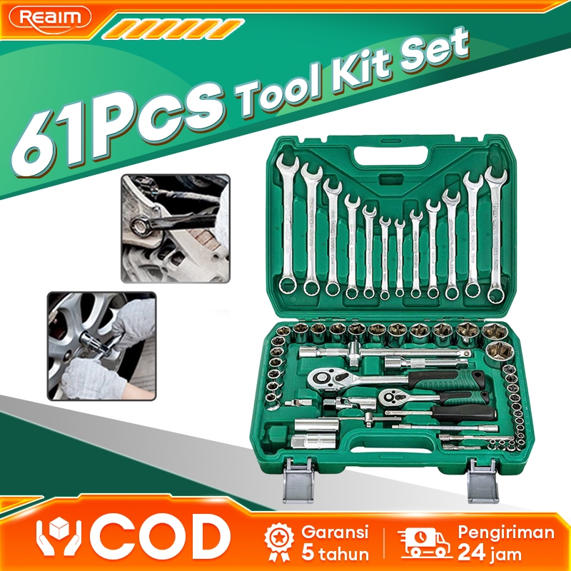 Jual REAIM 61PCS Tool Kit Set Kunci Toolkit Toolbox Alat Mobil Set Kotak Alat Kunci Pas Torsi ...