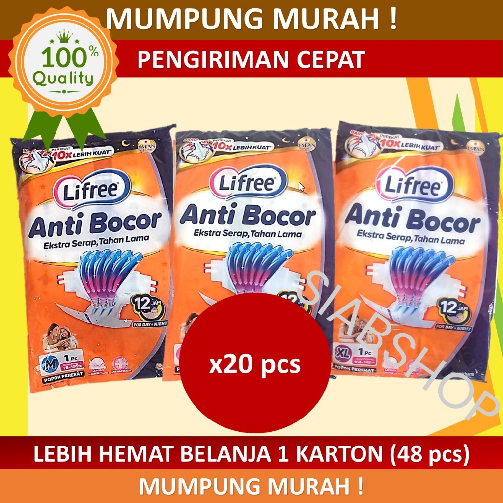 Jual Lifree Popok Perekat Dewasa Satuan isi 20 pcs ukuran M/L/XL Sachet Renceng | Shopee Indonesia