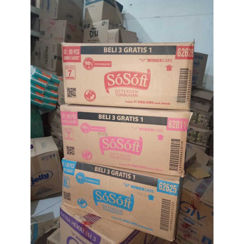 Jual So Soft Deterjen Cair 80ml 1 Dus Isi 10 Renteng / 160 sachet ...