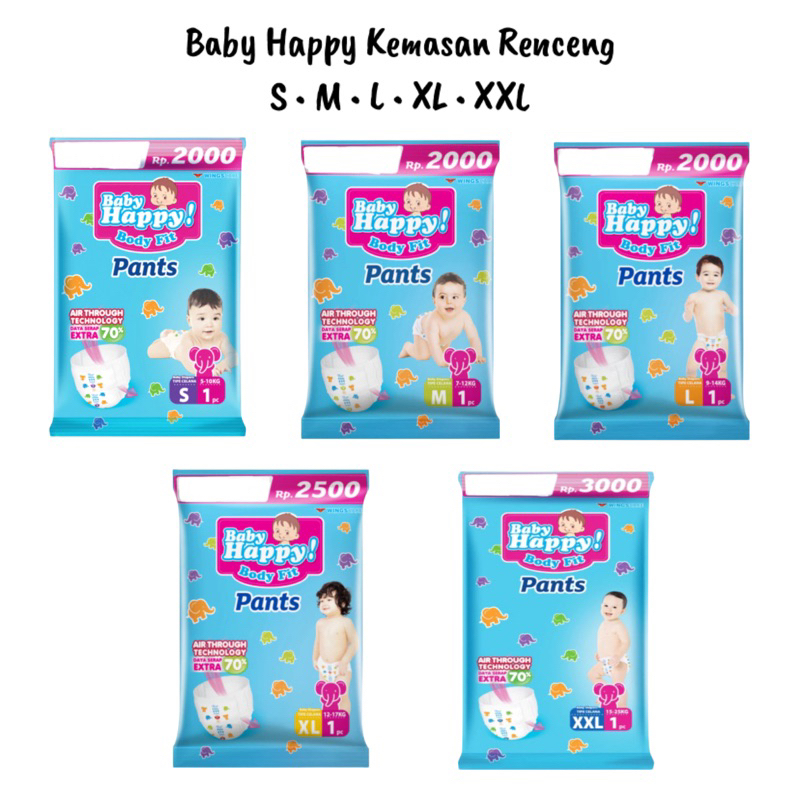 Jual Baby Happy Renceng S/M/L/XL/XXL (Kemasan satuan • Harga per pcs ...