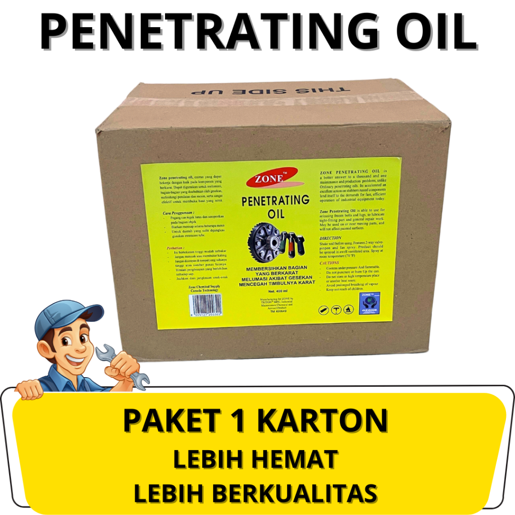Jual Penetrating Oil Anti Karat ZONE 400 Ml Karton isi 12 Kaleng ...