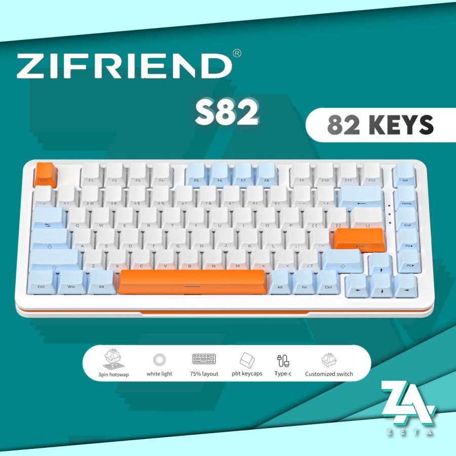 Jual ZIFRIEND S82 Mechanical Gaming Keyboard Hotswap 75% Facing South Wired Keyboard | Shopee ...