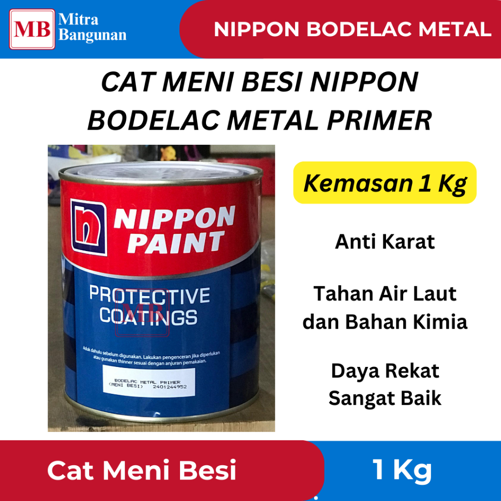 Jual NIPPON BODELAC METAL PRIMER CAT MENI BESI / CAT DASAR ANTI KARAT / PROTECTIVE COATING ...