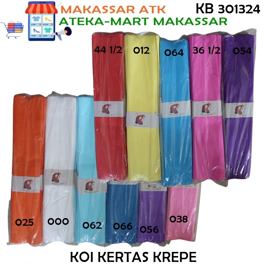Jual [1 BKS/25PCS] KOI KERTAS CREPE 60X100CM DIAY CRAFTING DEKORASI ...