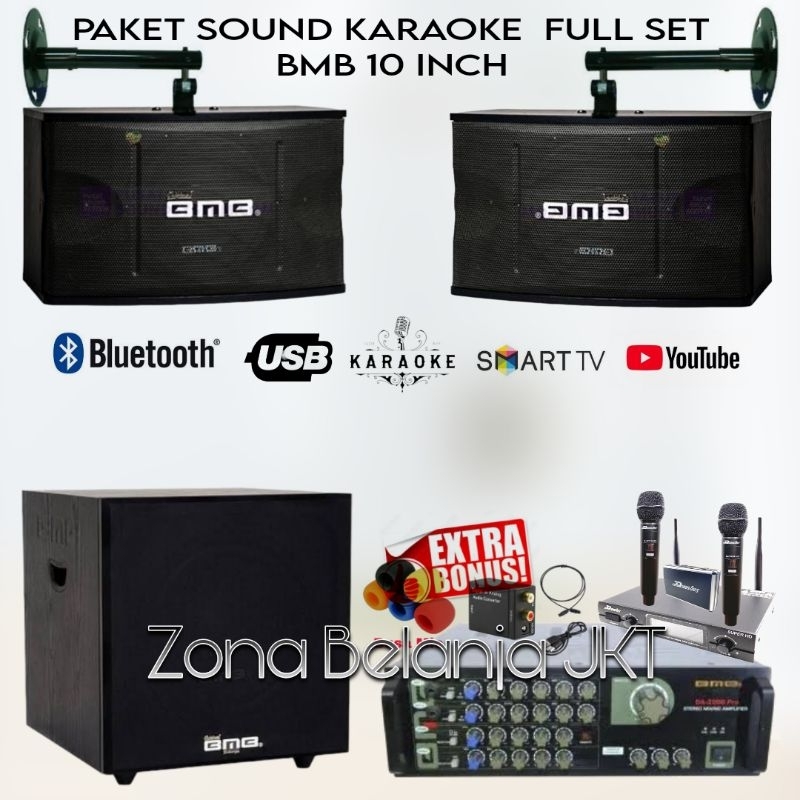 Jual PAKET SOUND SYSTEM KARAOKE SET SPEAKER BMB 10 INCH + SUBWOOFER 12 INCH BMB AMPLIFIER BMB ...