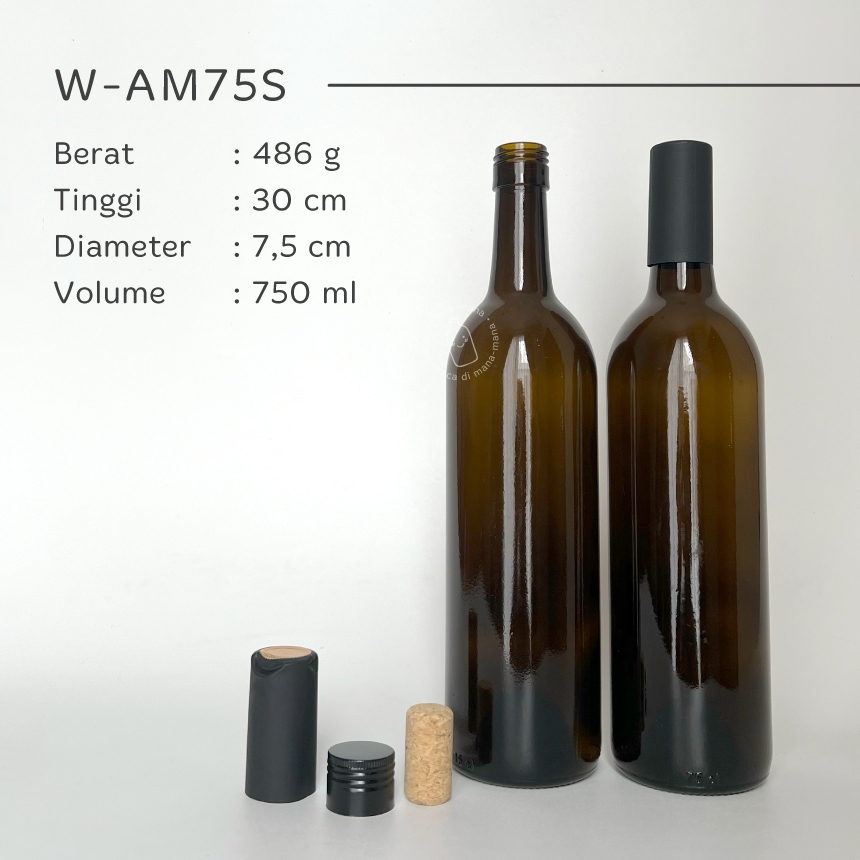 Jual Botol kaca wine SCREW aluminium cap with wooden cork + sleeves ...