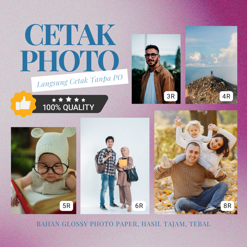 Jual CETAK FOTO UKURAN 3R, 4R, 5R, 6R, 8R (HASIL TAJAM, KERTAS TEBAL & GLOSSY) 1 HARI JADI ...