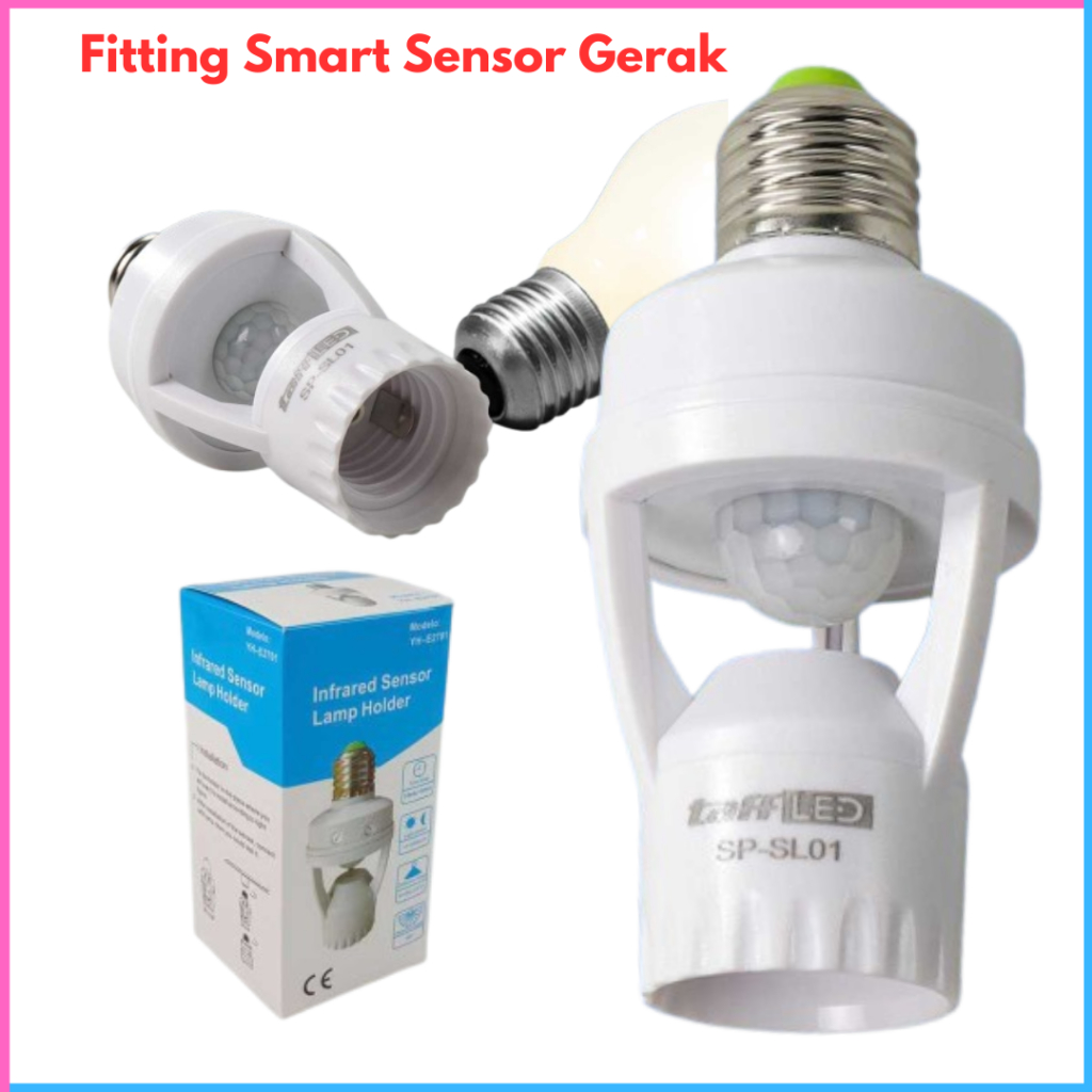 Jual Bisa COD Fitting Lampu Bohlam PIR Sensor 2000 LUX 240V 60W E27 ...