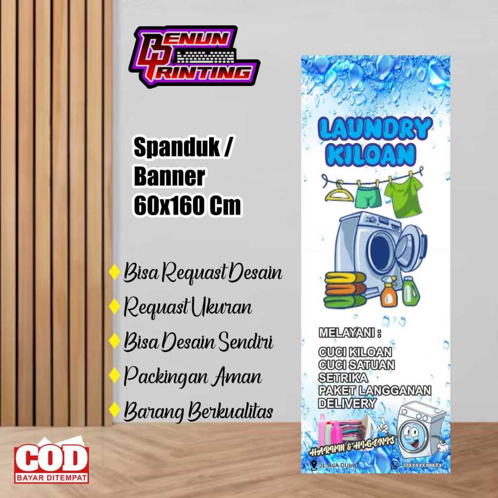 Jual Spanduk Banner 60x160 Cm Laundry Costum Bisa Request Desain ...