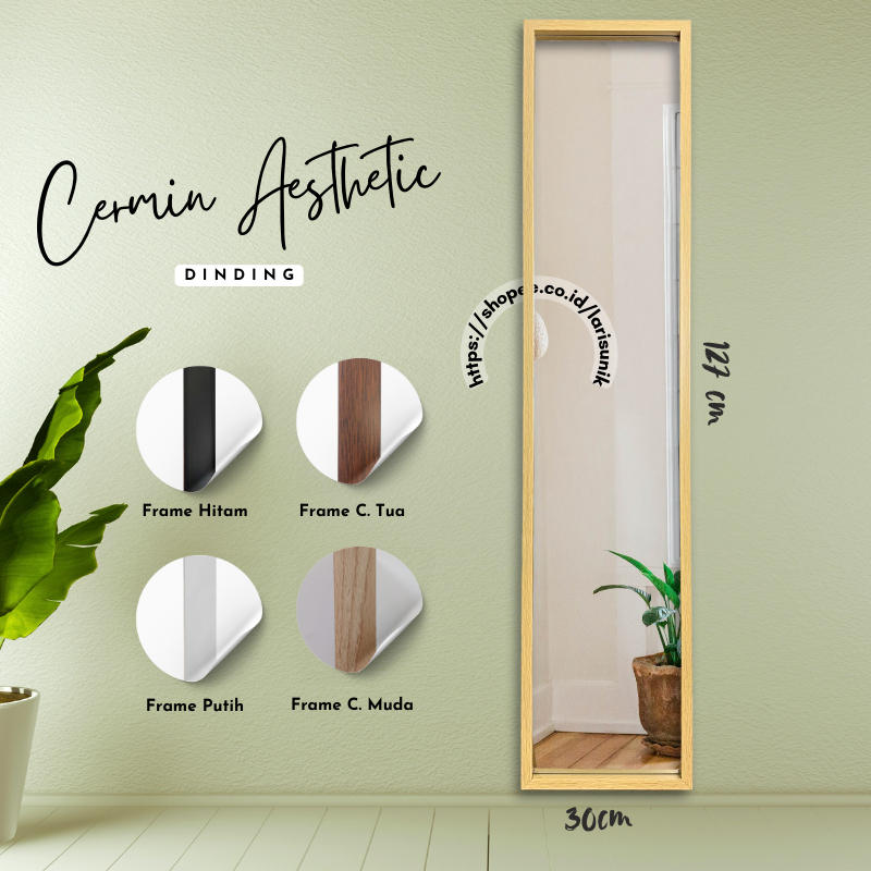 Jual Kaca Full Body Cermin Aesthetic Frame PREMIUM Tebal Kayu 27x125 ...
