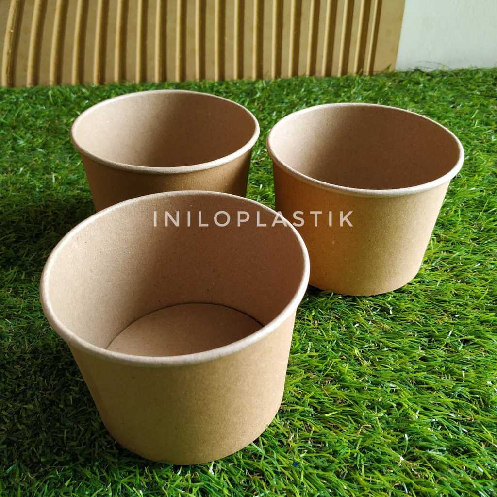 Jual Paper Bowl Brown Polos 500ml / Kraft Paper Bowl 500 ml Cokelat ...
