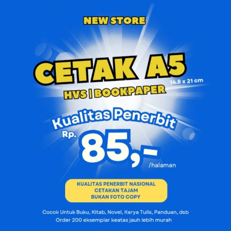 Jual Cetak Buku A5, Kitab, Novel, Karya | Hitam Putih | HVS / Book ...