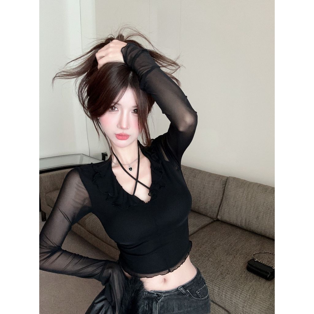 Jual DS070 CROP TOP BEAUTIFUL WOMAN BAHAN KNIT PREMIUM TERDAPAT AKSEN TALI PITA / CROP TOP ...