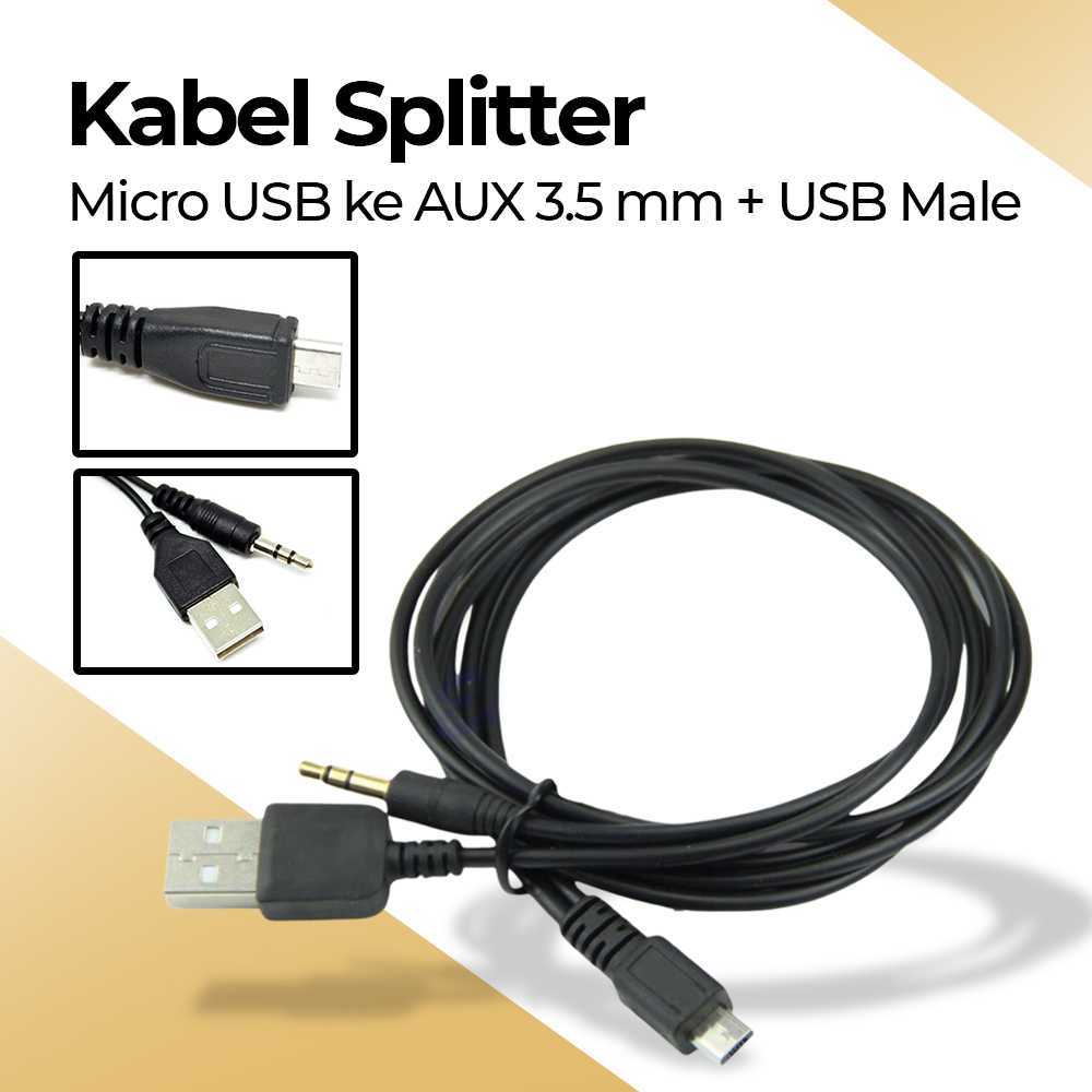 Jual Kabel Splitter Micro USB ke AUX 3.5mm+USB Male Murah Cable Spliter ...