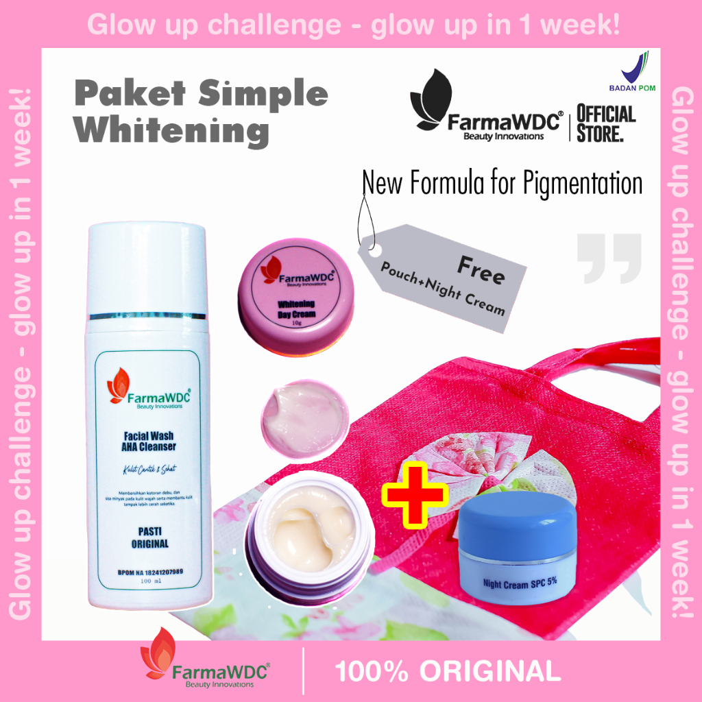 Jual FarmaWDC BPOM Paket Simple Whitening (Sabun, Cream Siang + Bonus ...