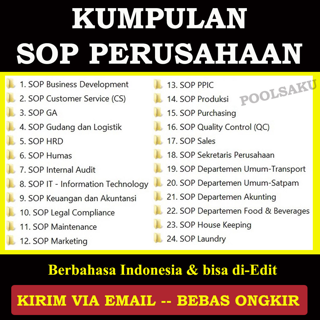 Jual SOFTWARE CONTOH SOP PERUSAHAAN LENGKAP / SOP ORGANISASI KOMPLIT ...