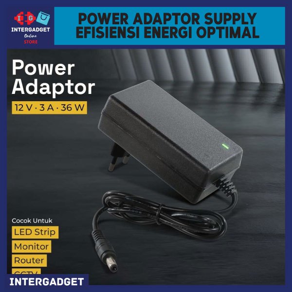 Jual Adaptor Power 12V 3A 36W Supply LED Strip Monitor Converter ...