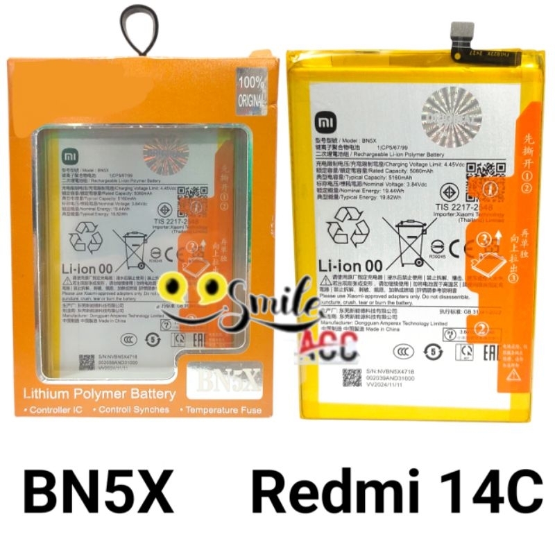 Jual Baterai Battery Xiaomi Redmi 14C BN5X BN 5X Original 100 | Shopee ...