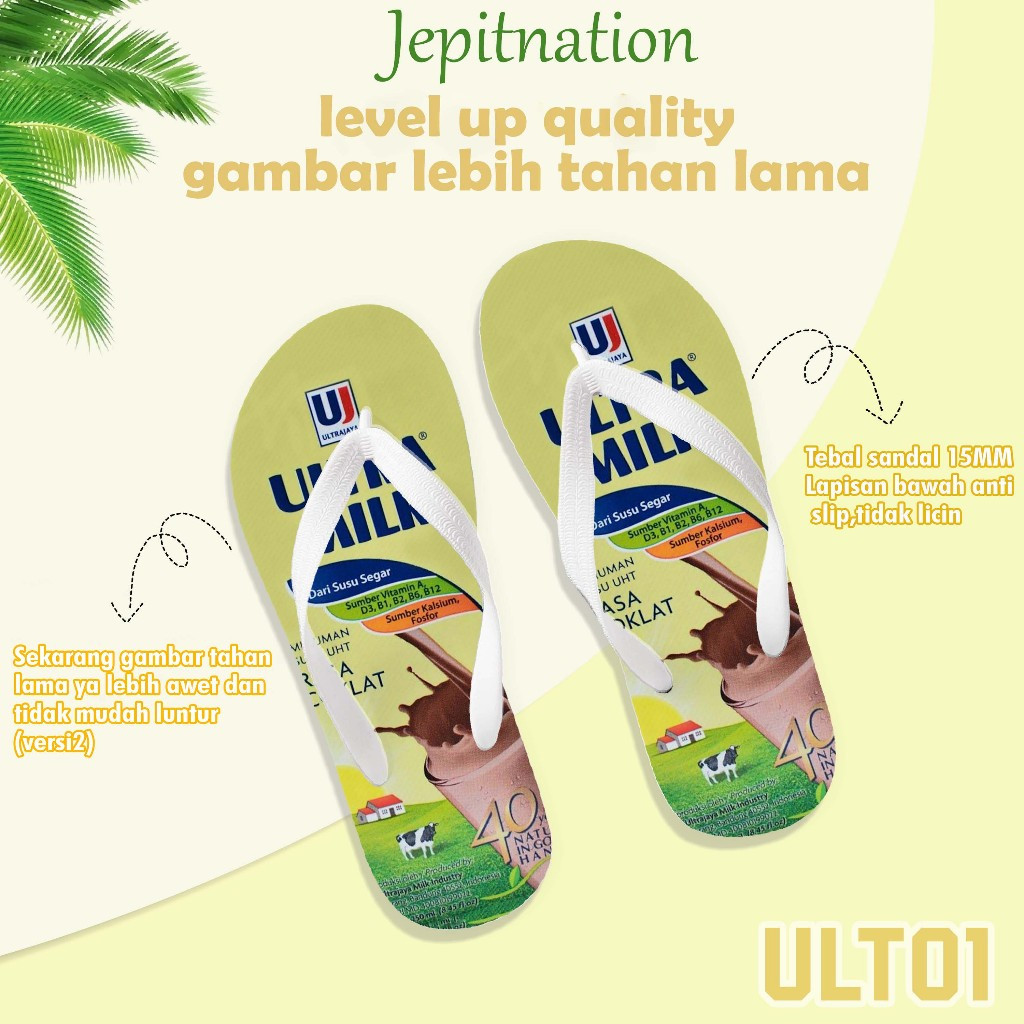 Jual Sendal Jepit CUSTOM UNIK ULTRAMILK Cowo Pria Wanita Perempuan ...