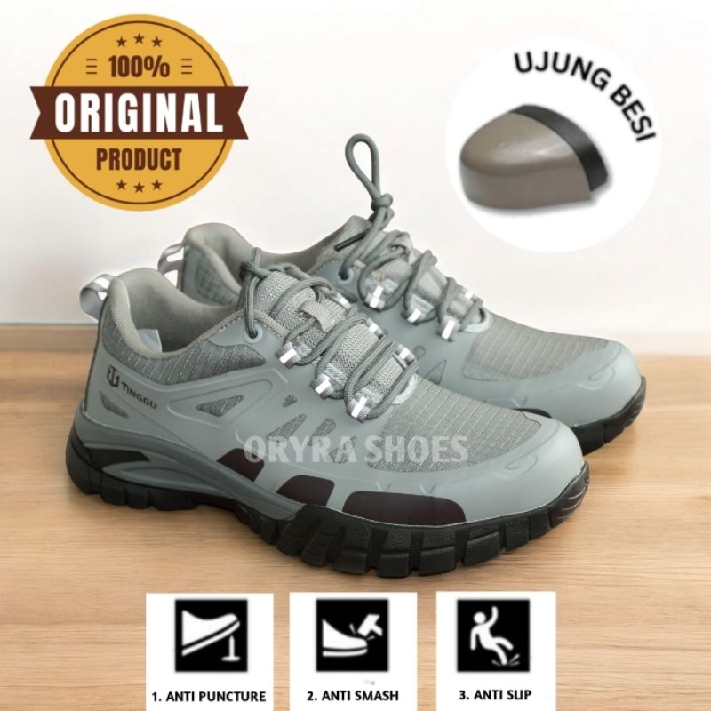 Jual sepatu safety sneakers sporty TINGGU ujung besi 146 GREY pria ...