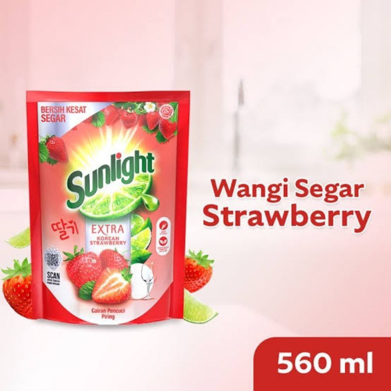 Jual Sunlight Sabun Cuci Piring Cair Refill Extra Korean Strawberry 600 mL | Shopee Indonesia