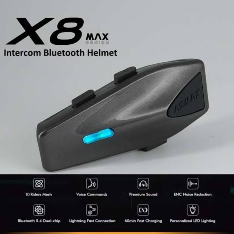 Jual intercom helm Retouch X8 Max Mesh 10 orang original bluetooth ...