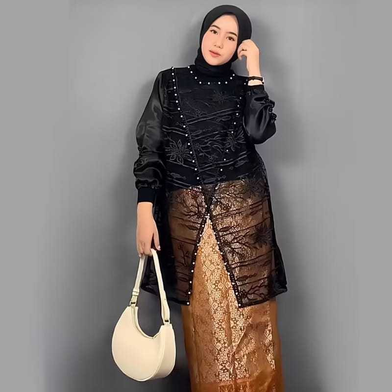 Jual Zize Outer Tunik Brukat sapto full payet/ outer kondangan outer ...