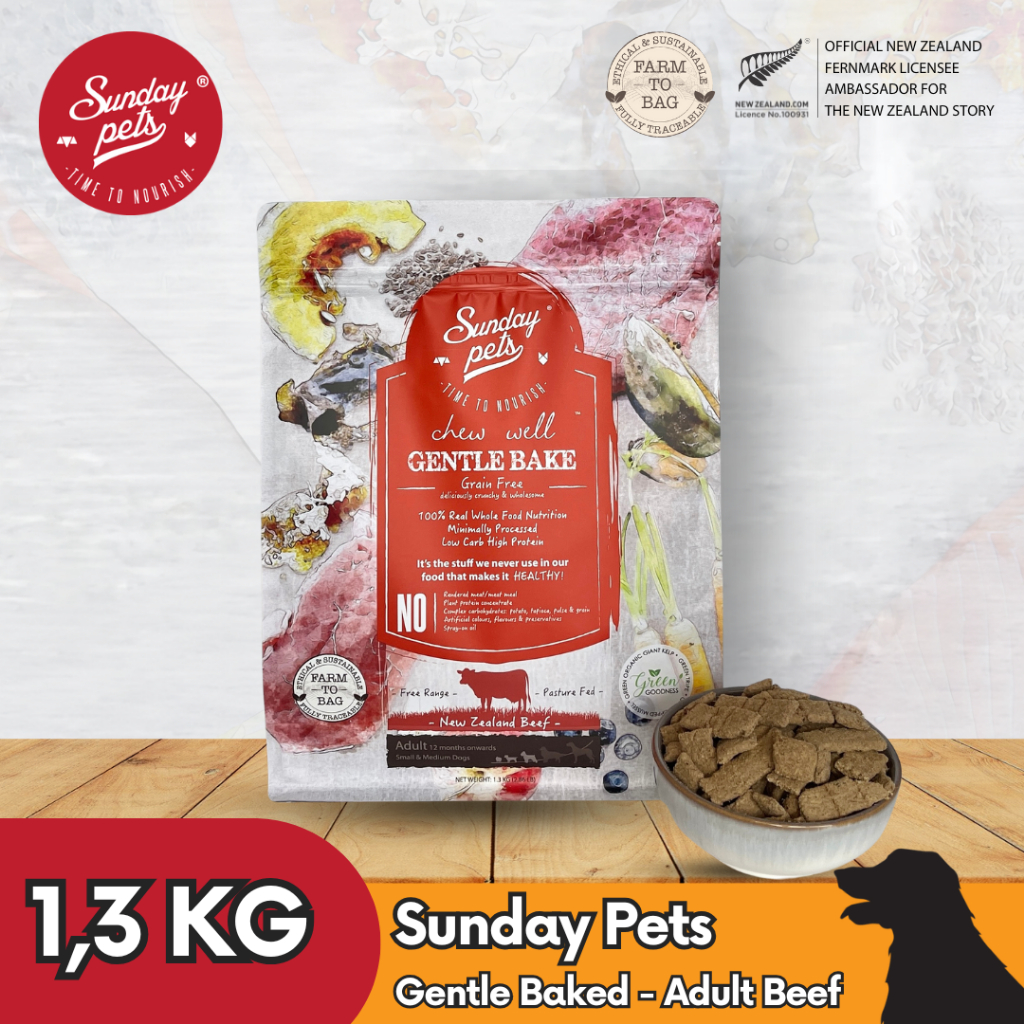 Jual Sunday Pets Gentle Bake Beef Adult 1,3KG Makanan Anjing Ovenbaked ...