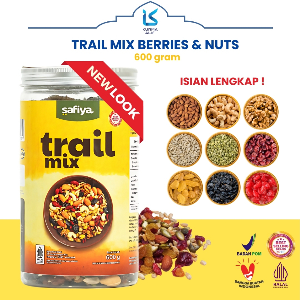 Jual Trail Mix Safiya Kemasan Jar 600 gr Berry Nuts and Seed Original ...